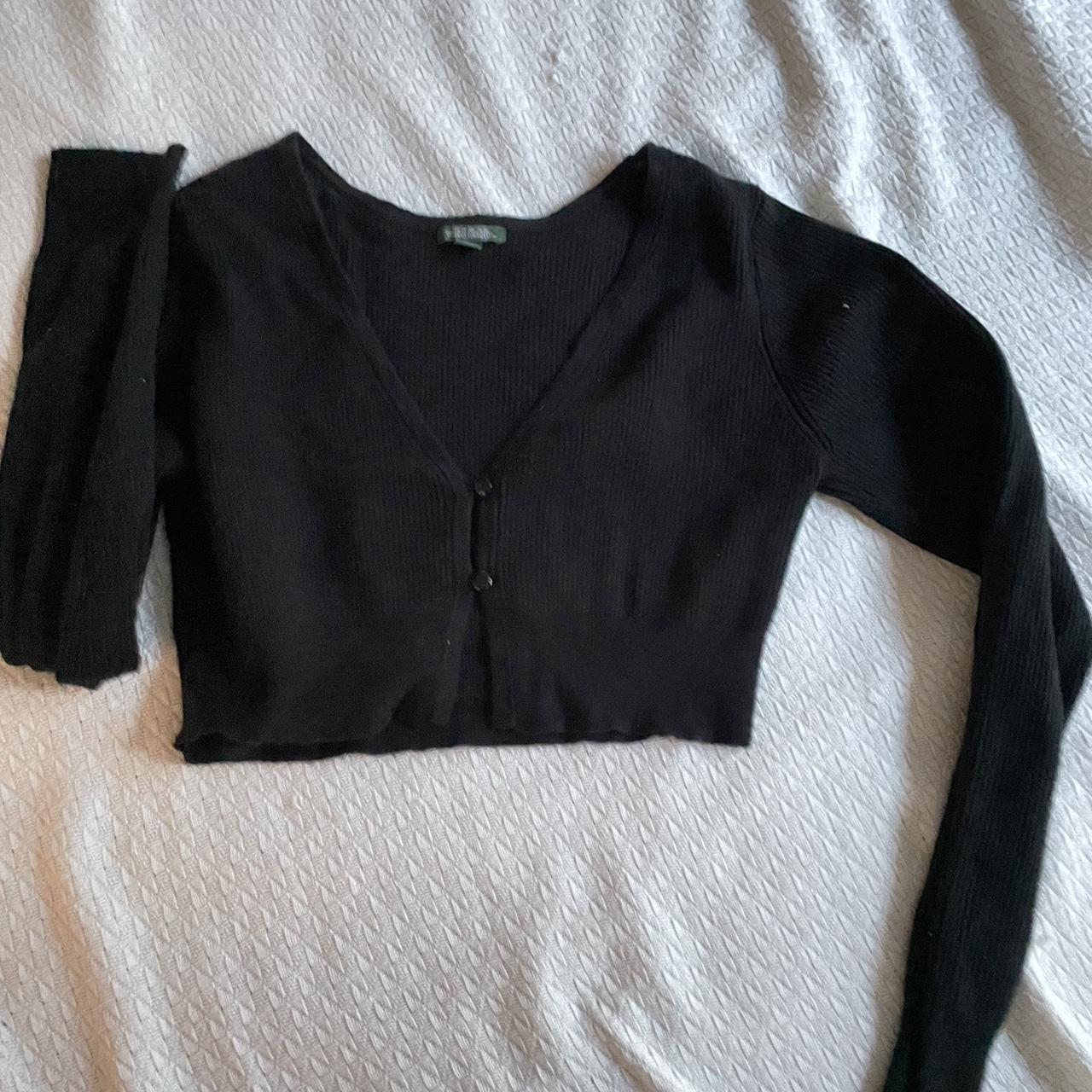 cute black cardigan/cropped long sleeve sweatshirt.... - Depop