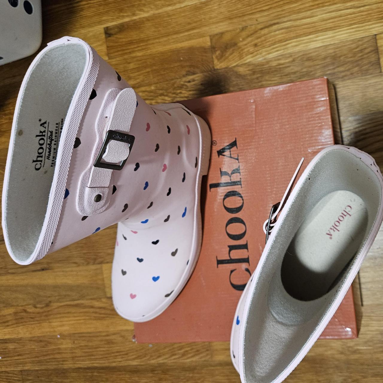 Pink Chooka rain boots with heart all over. The... - Depop