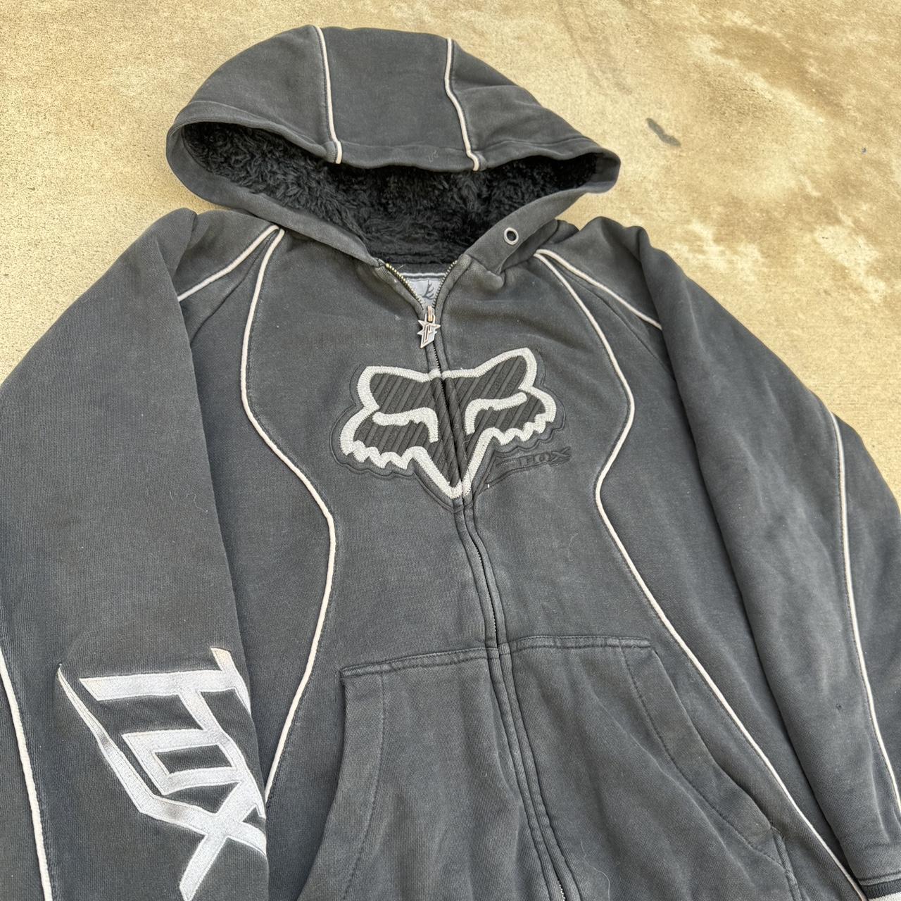 y2k Fox Racing Goth Grunge Skater Zip-up... - Depop