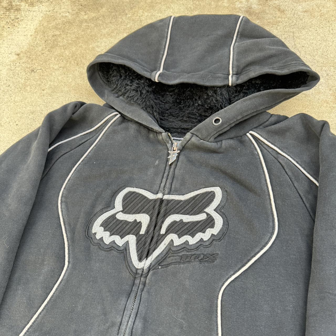 y2k Fox Racing Goth Grunge Skater Zip-up... - Depop