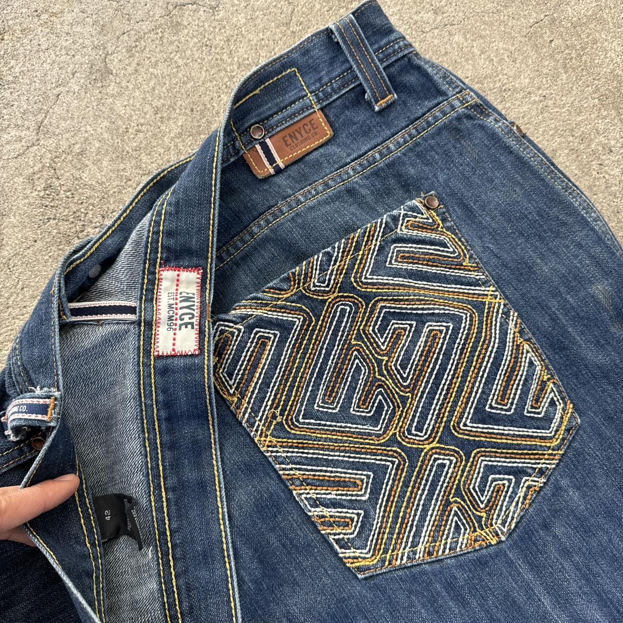 y2k Enyce Hip Hop Baggy Jorts Dark Wash Measures;... | Depop