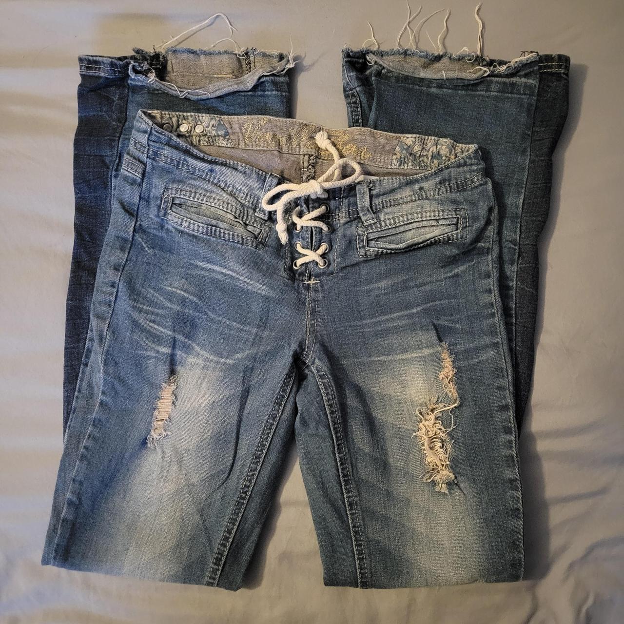 Vanilla Star lace up Flare Jeans Size 3 High... - Depop