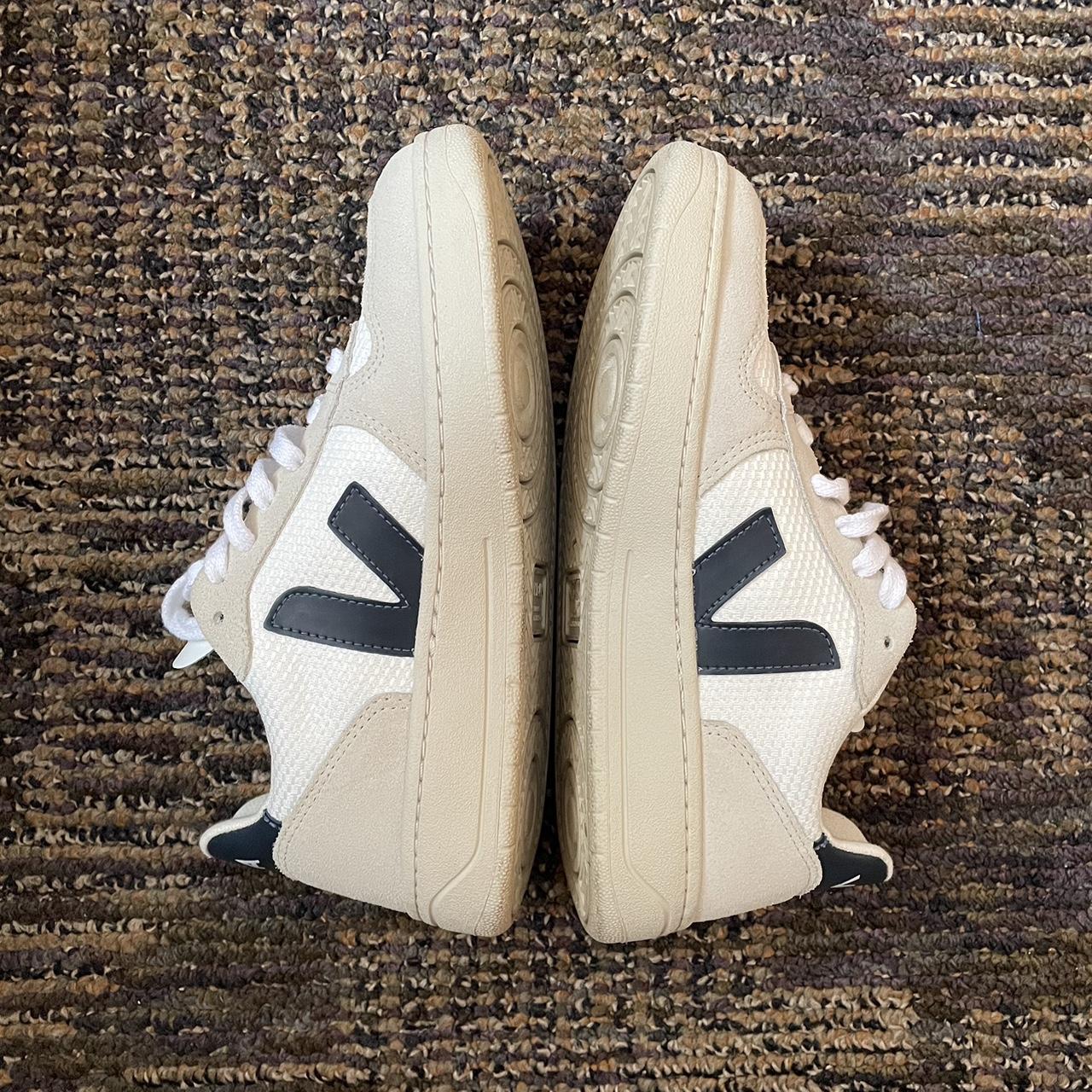Veja Women's White and Navy Trainers | Depop