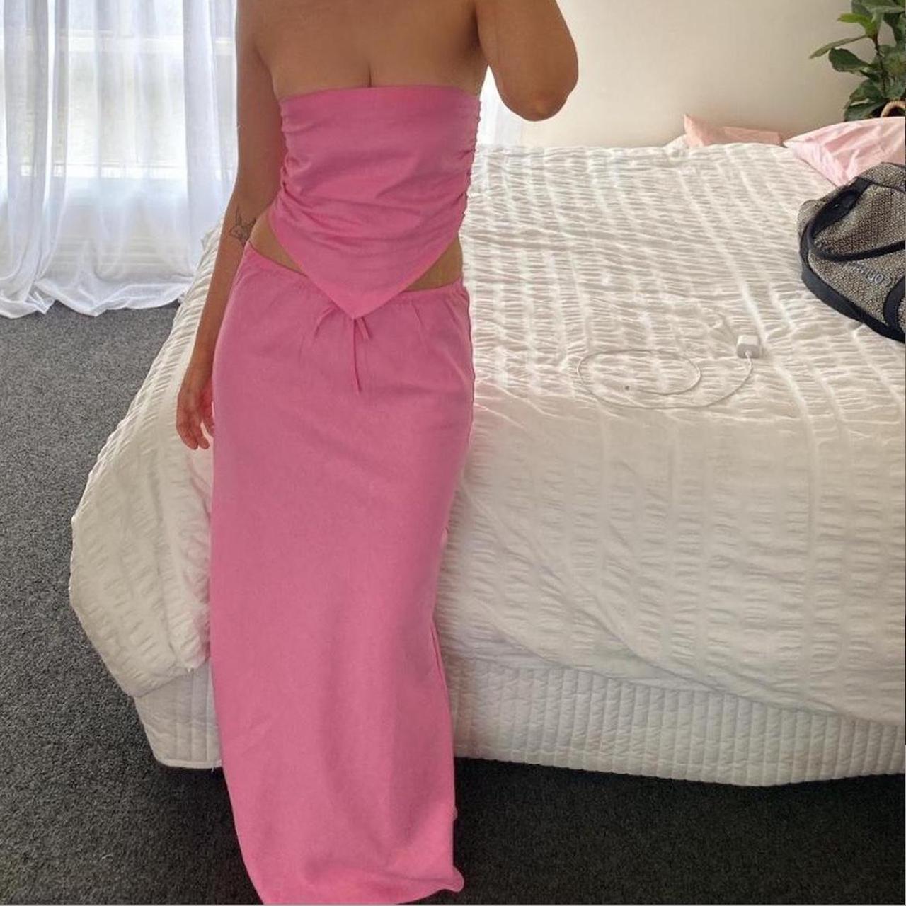 Glassons Pink Linen Set Maxi Skirt + Top Worn once... - Depop