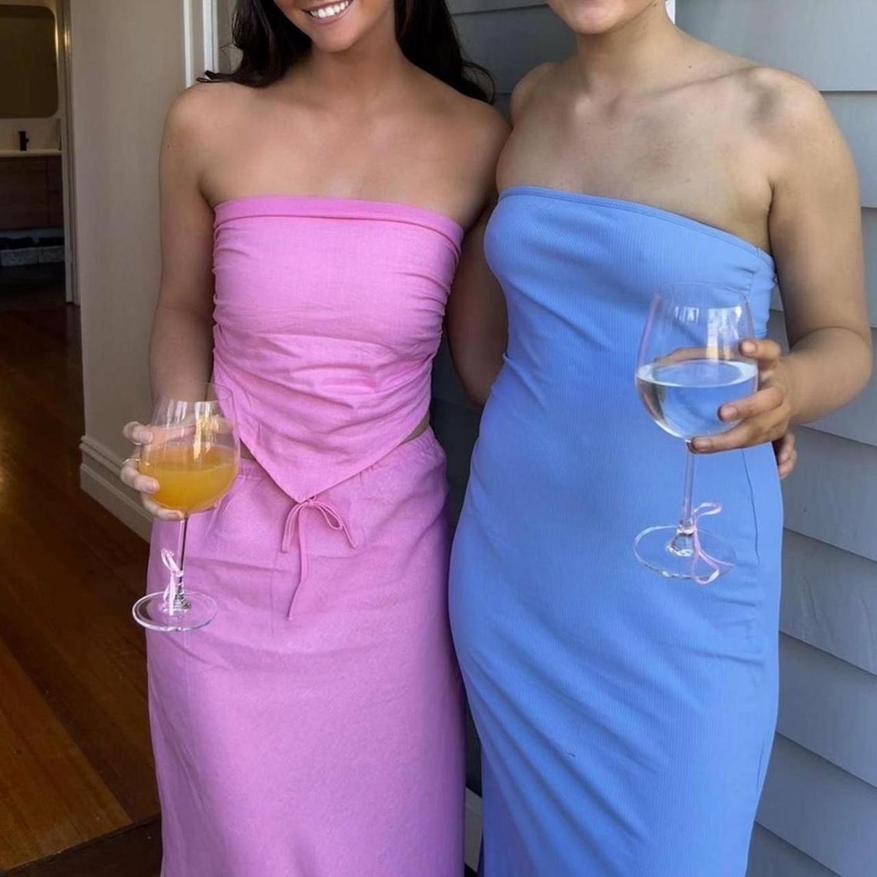 Glassons Pink Linen Set Maxi Skirt + Top Worn once... - Depop