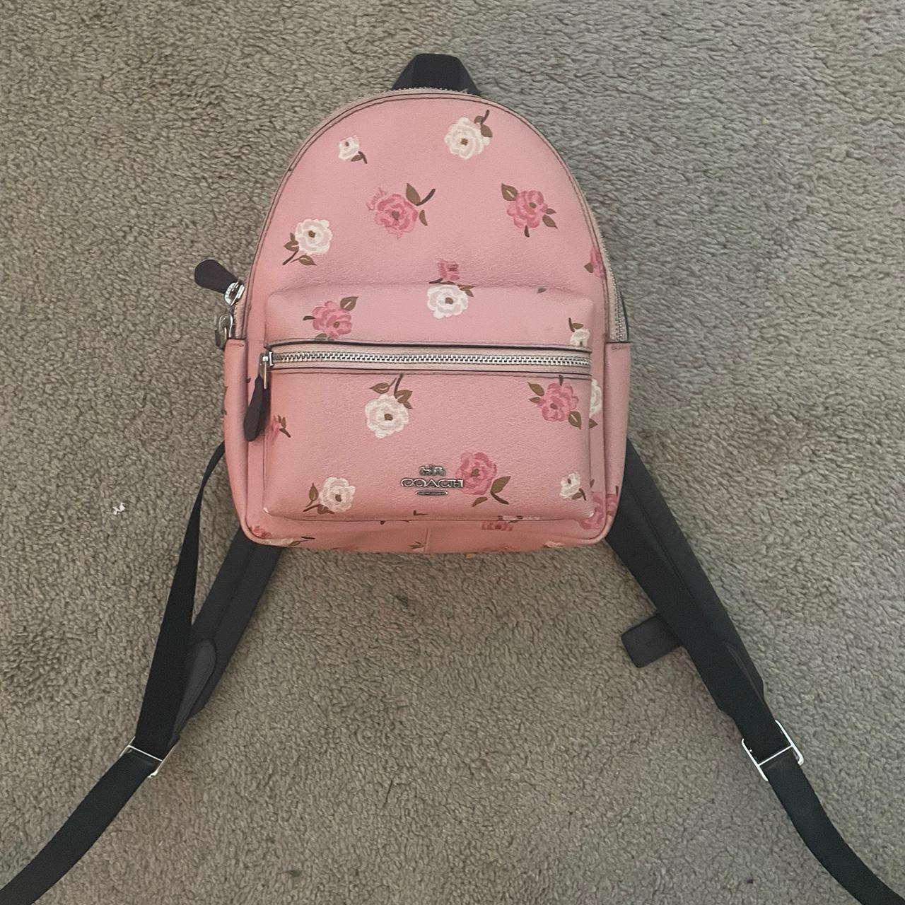 Coach | Blush Pink Mini Backpack With Rose/Floral... | Depop