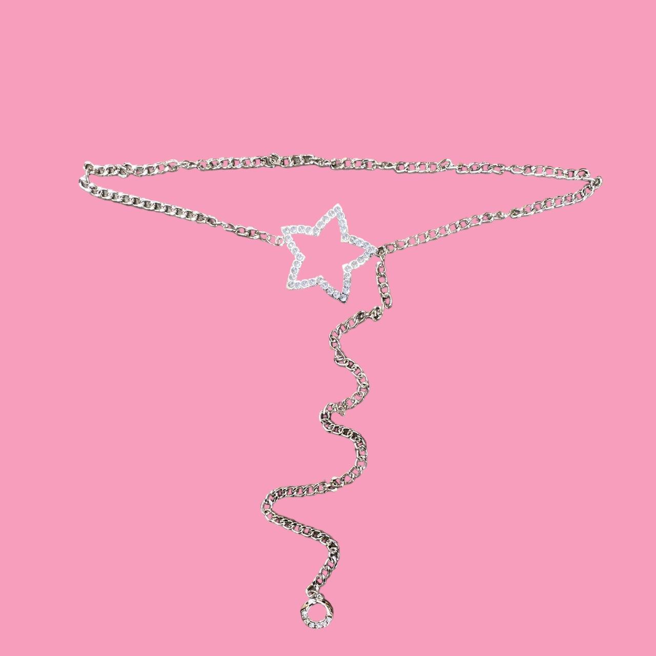 Deadstock 00s Rhinestone Stargirl chain link belt,... - Depop