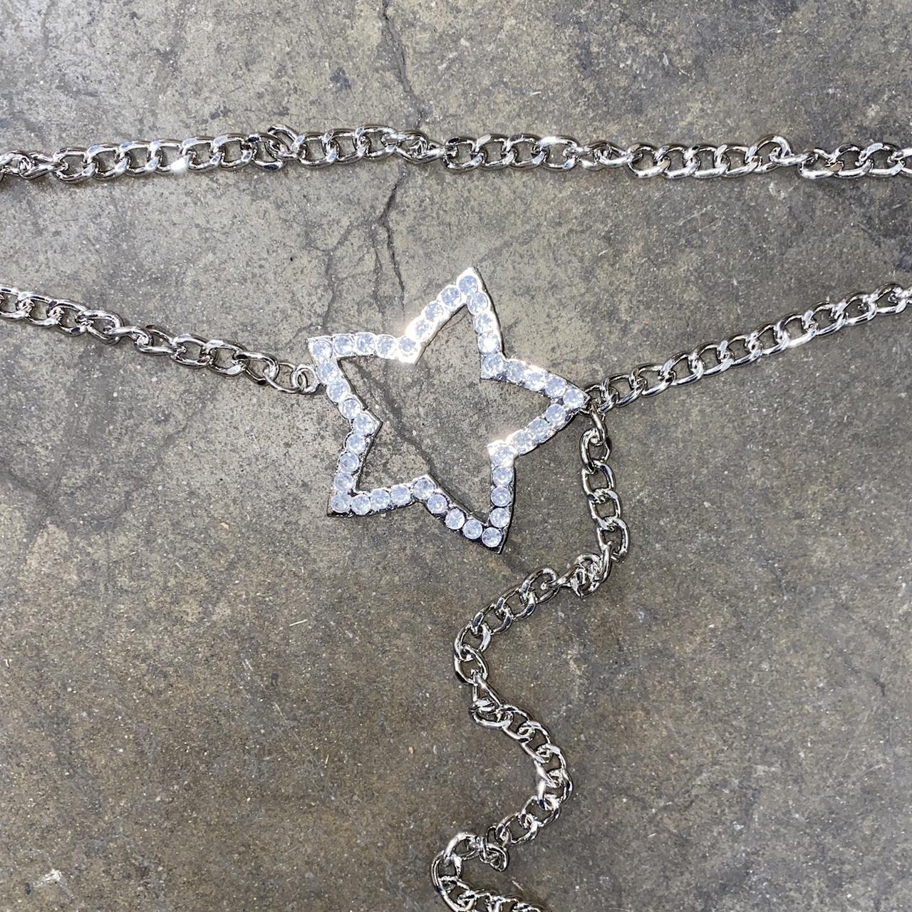 Deadstock 00s Rhinestone Stargirl chain link belt,... - Depop