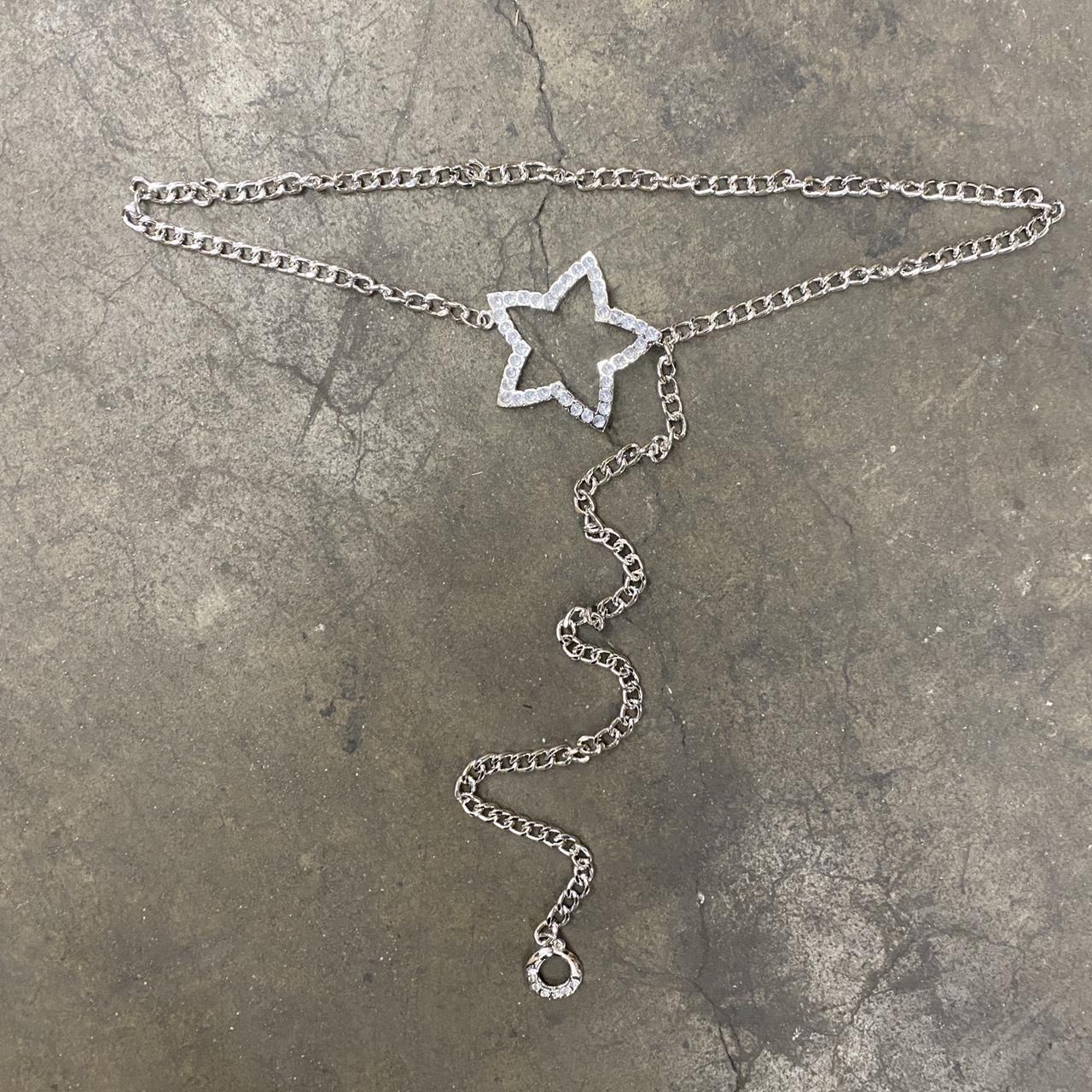 Deadstock 00s Rhinestone Stargirl chain link belt,... - Depop