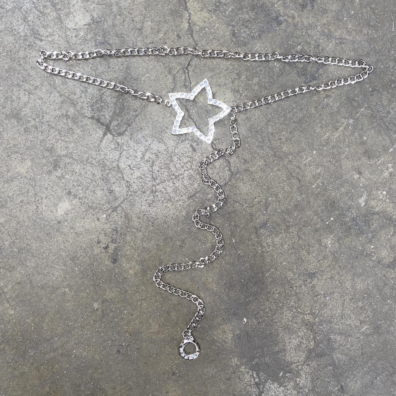 Deadstock 00s Rhinestone Stargirl chain link belt,... - Depop