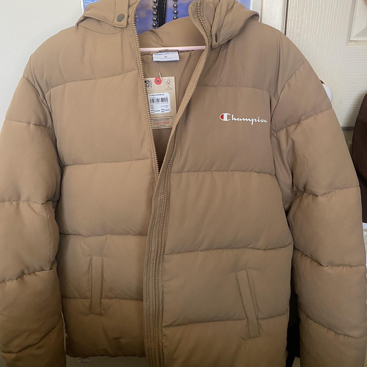 Champion Puffer Jacket with detachable hood • Size... - Depop