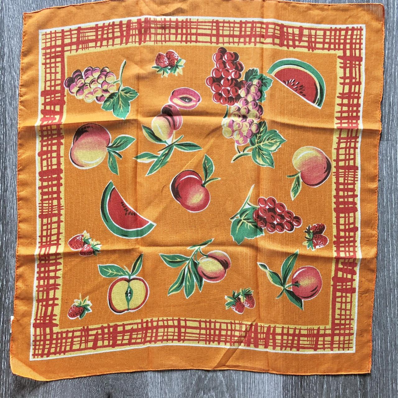 Vintage Bright Fruit Scarf 🍉 Feels like polyester 🍑... - Depop