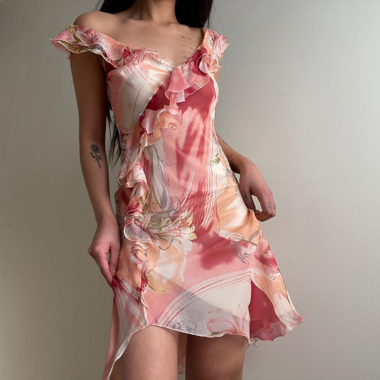 Vintage BLUMARINE SS2004 100% silk floral mesh... - Depop