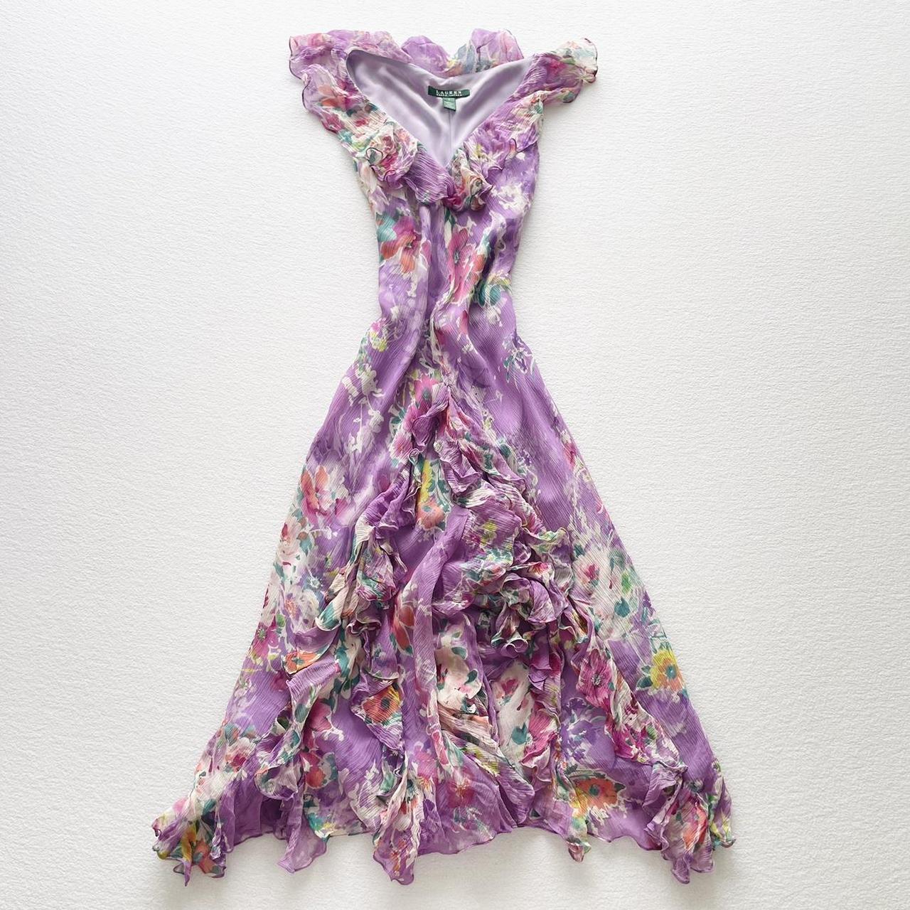 RALPH LAUREN 100% silk frilly asymmetrical skirt... - Depop