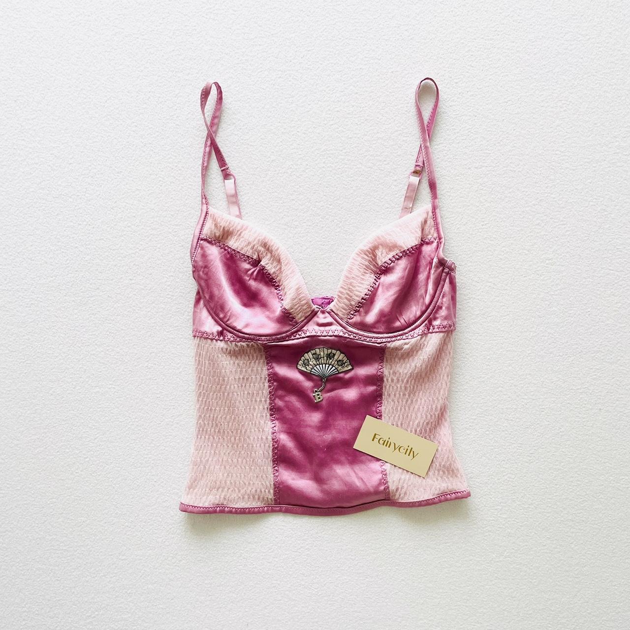 Ultra rare BLUMARINE SILK bustier too with fan 🪭... | Depop