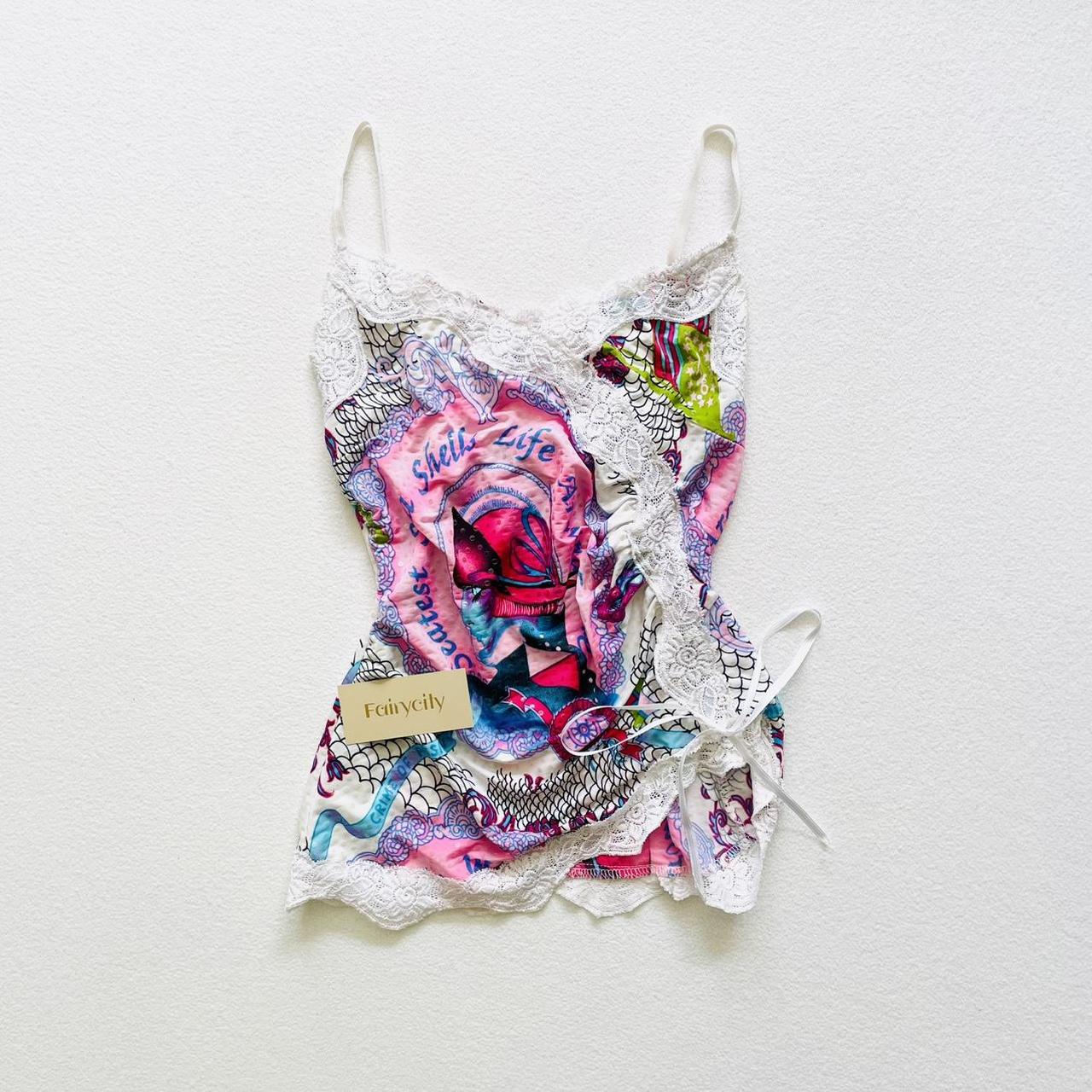 An unreal Y2K vintage mermaidcore top with lace... | Depop