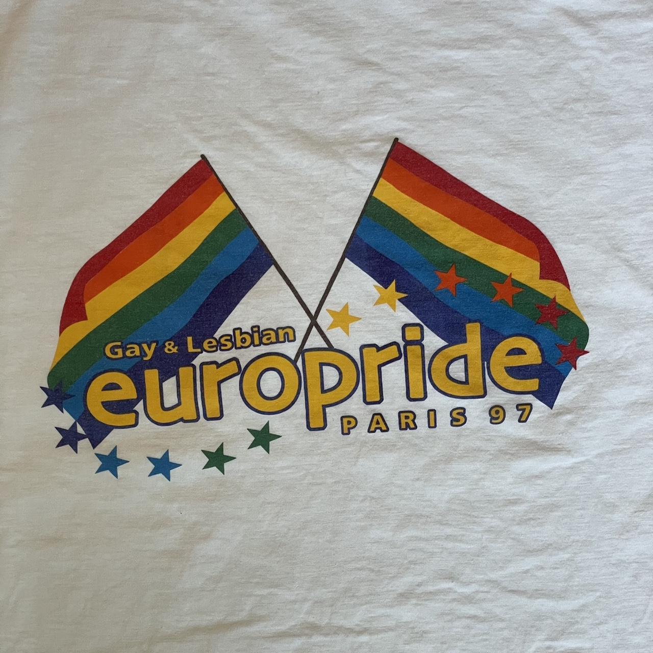 Vintage 90s 1997 LGBTQ+ gay lesbian pride tee Euro... - Depop