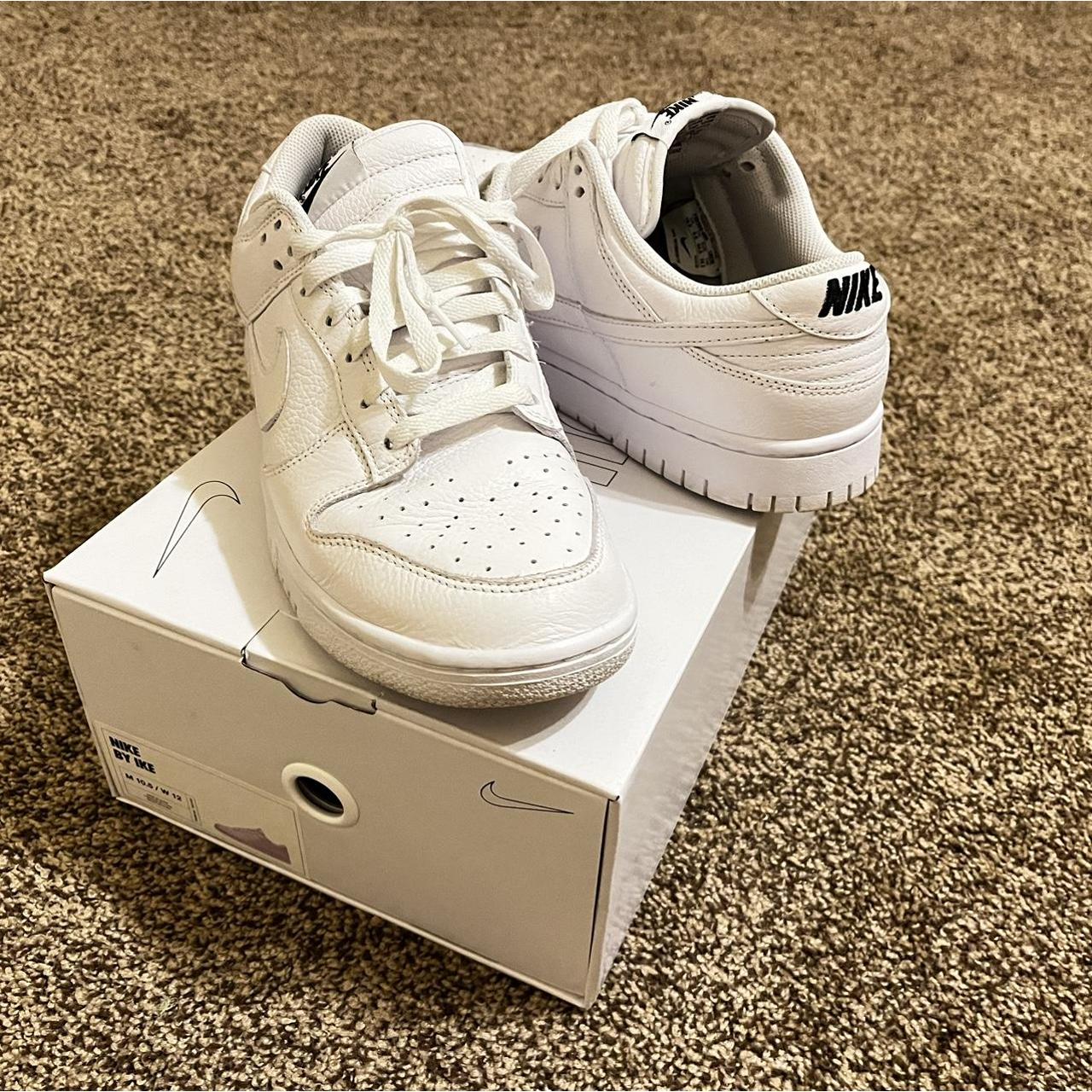 Crispy white Nike Dunk Low’s. They have been worn a... - Depop