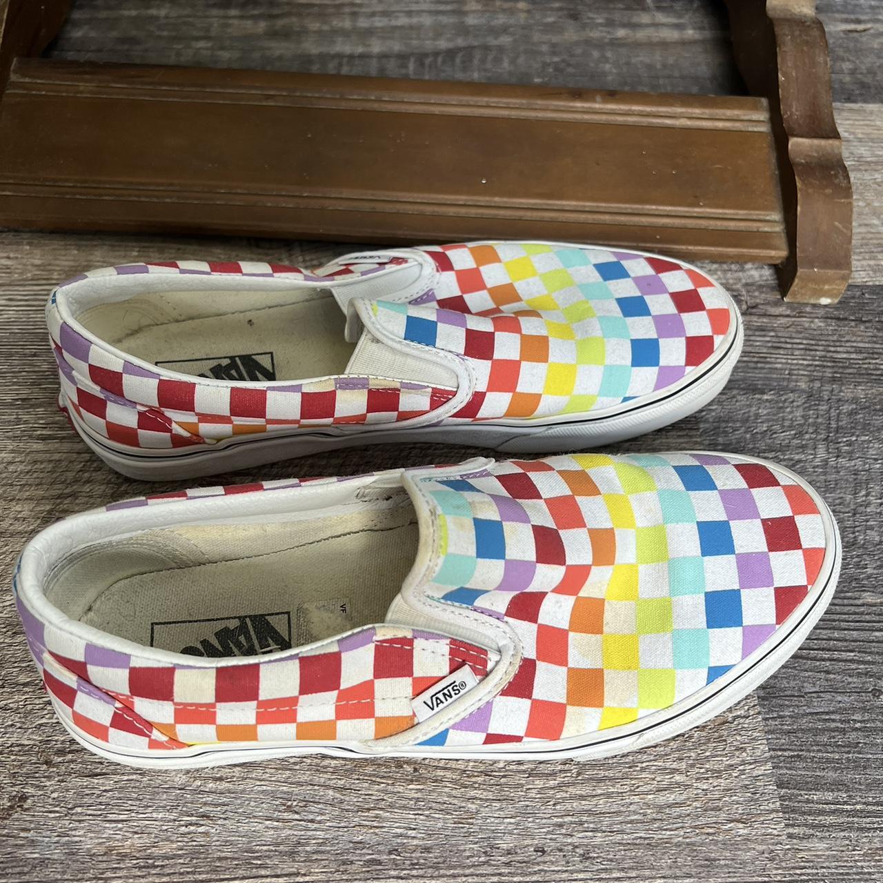 Rainbow checkered vans - Depop