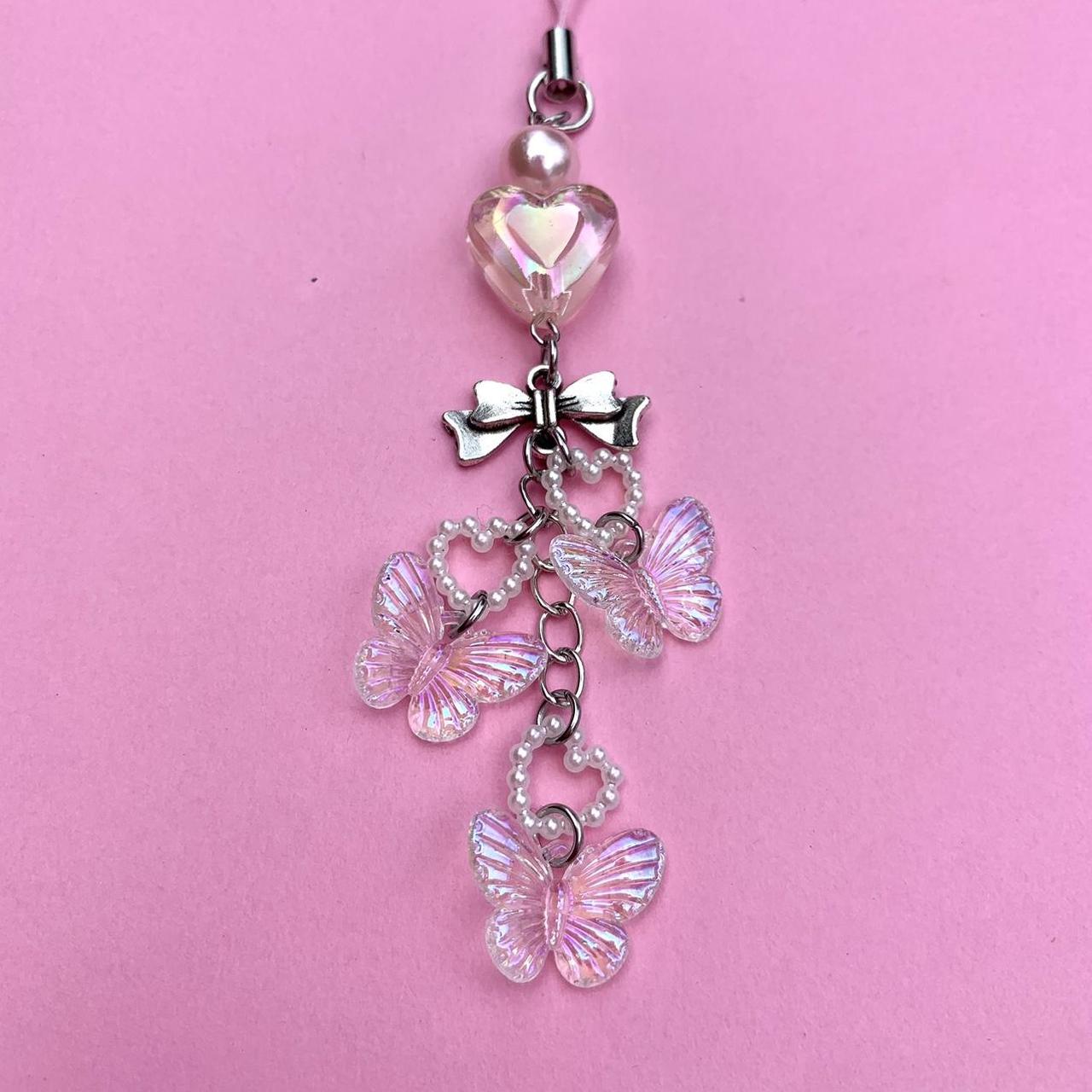 Adorable phone charm strap made by me! Iridescent... - Depop