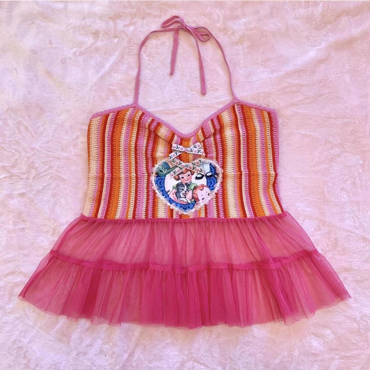 Cute lil crochet halter top upcycled/reworked by me!... | Depop