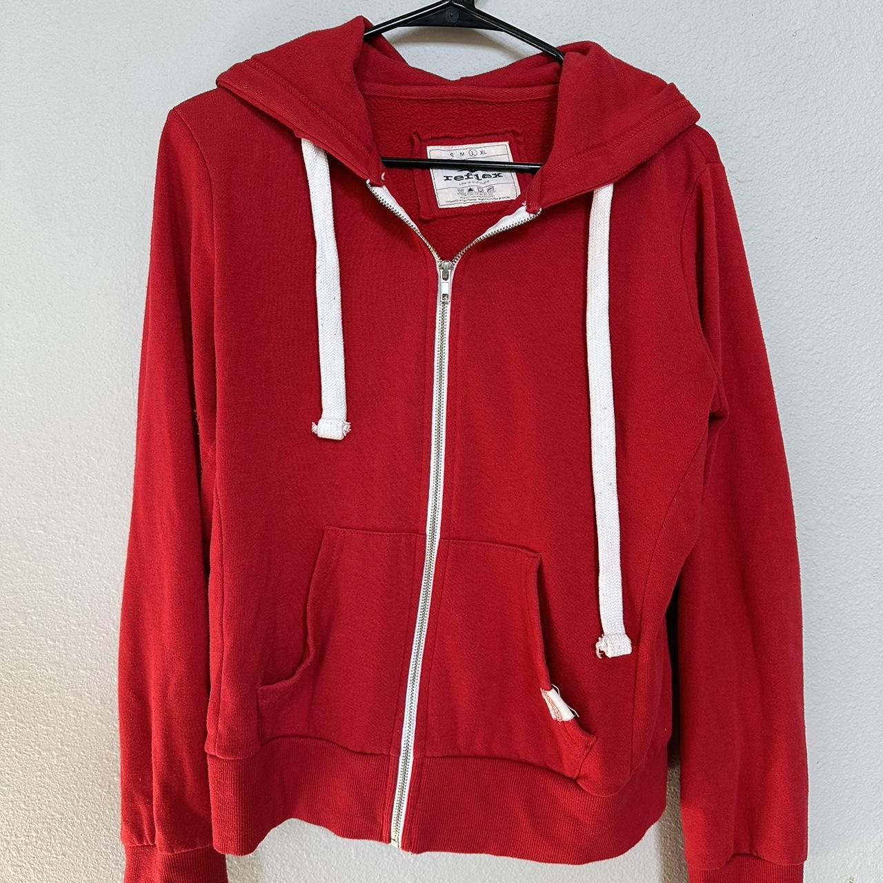 Red zip up #jackect #zipup #red - Depop