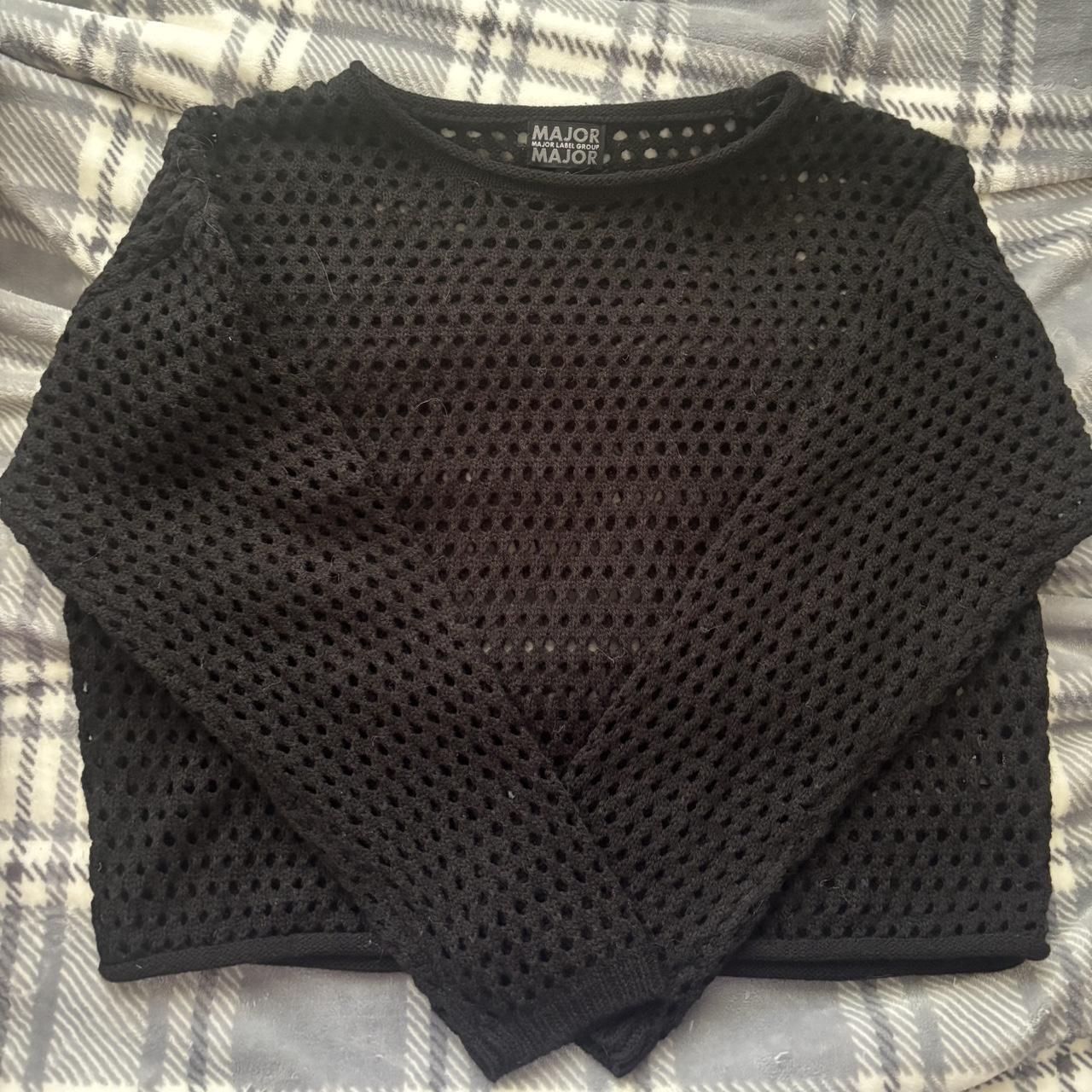 see through knit sweater with holes! - never worn! -... - Depop