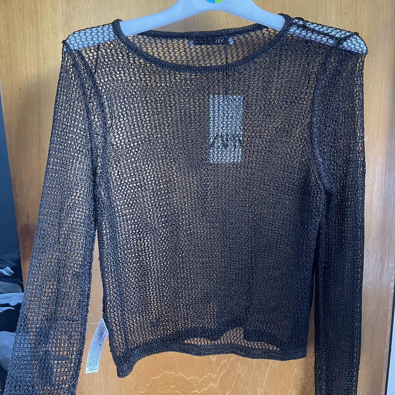 Metallic knitted/mesh top from Zara. Size L. Never worn - Depop