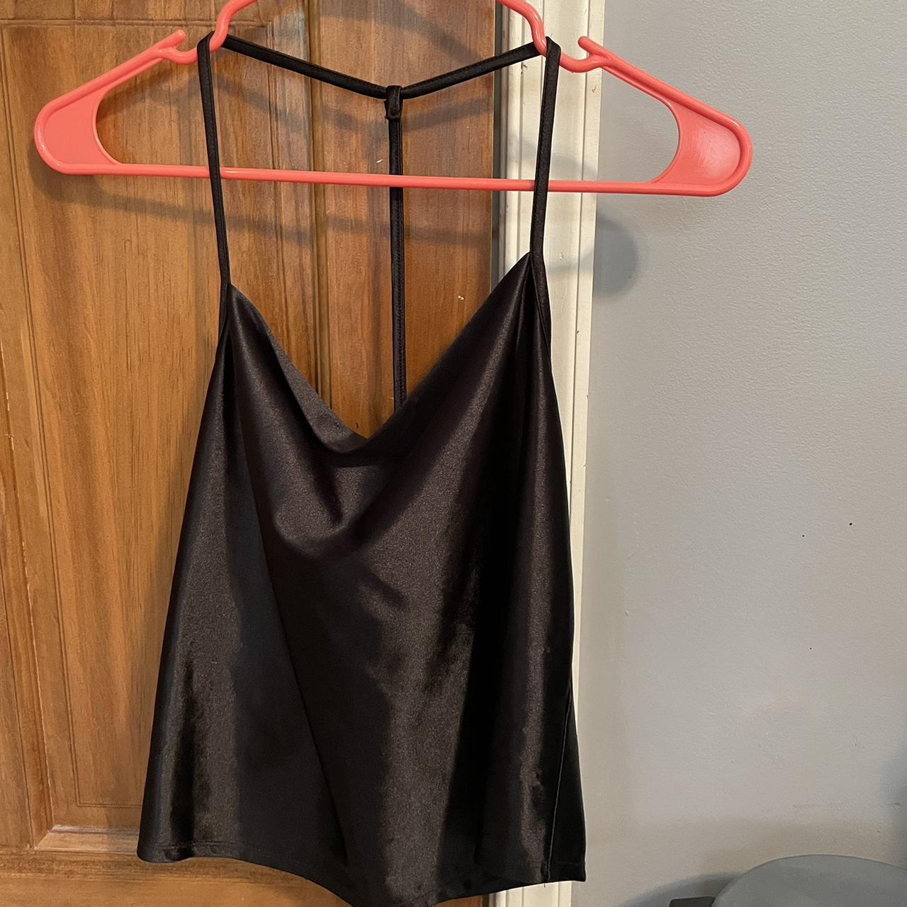 Black silk droop neck tank top Perfect going out... - Depop