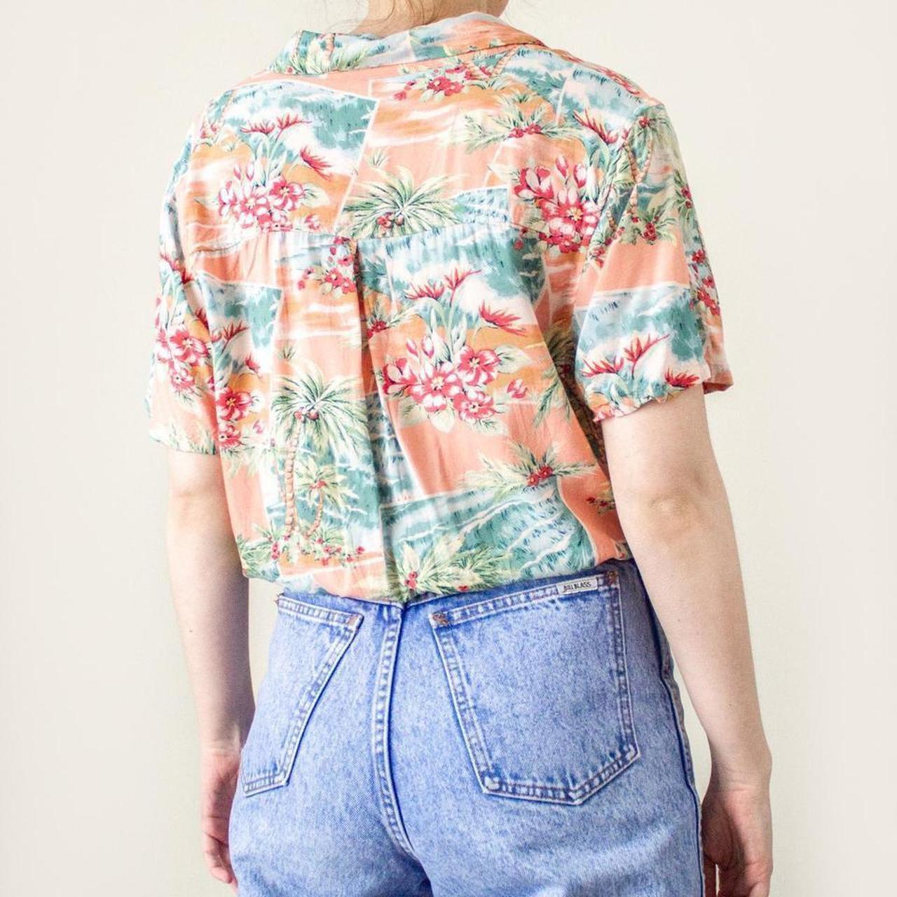 Patterned tie up blouse Tag size M Pit to pit -... - Depop