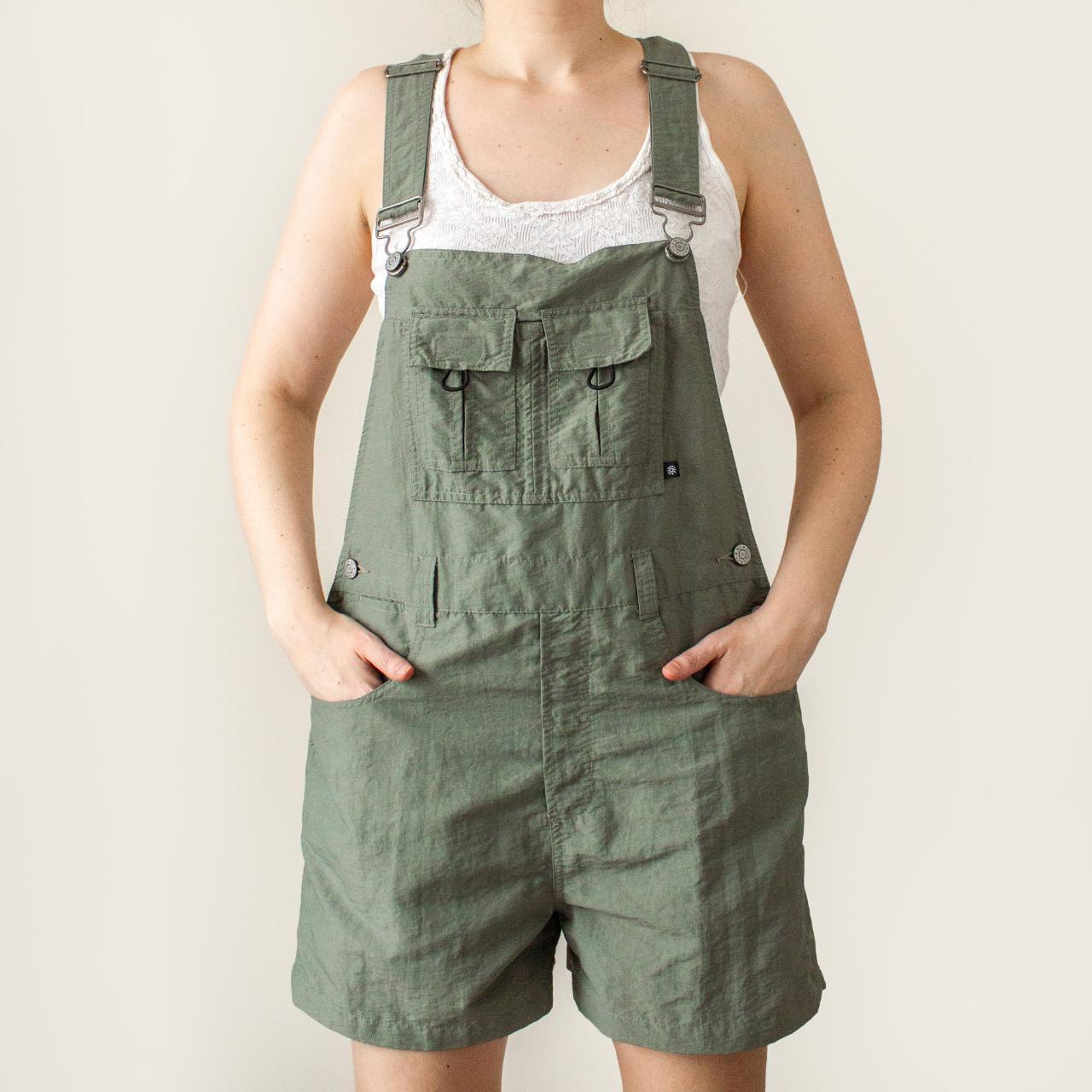 Vintage sage green shortalls Overalls have... - Depop