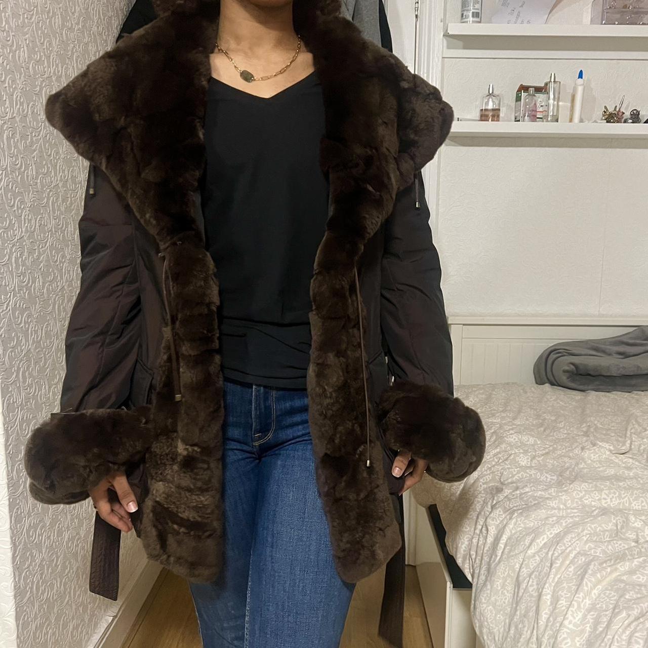Brown Vintage Fur Coat. Rabbit fur. Thrifted but... - Depop