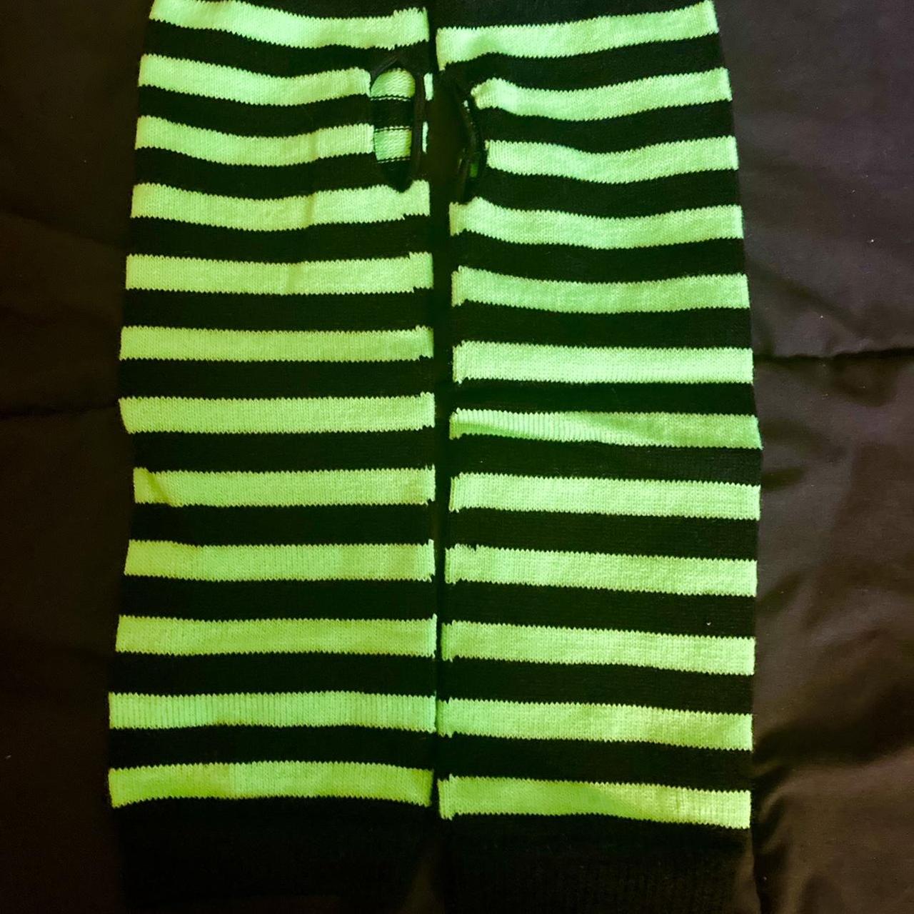 neon Green and black striped scene scenemo scenecore... | Depop