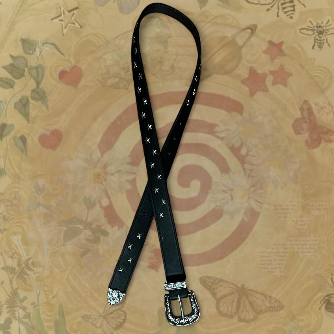 Y2K Star Patterned Belt w/ Silver Buckle... | Depop
