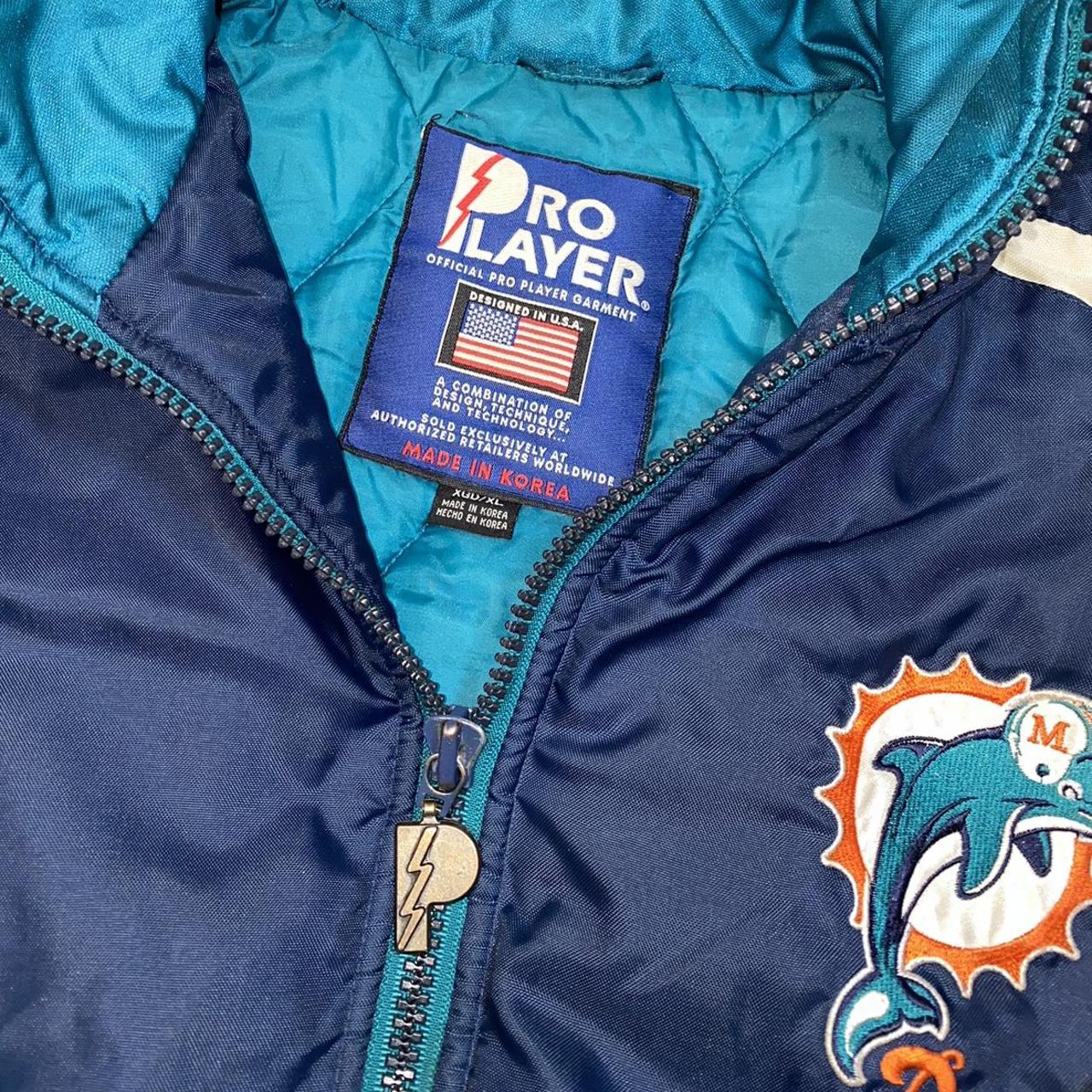 Vintage 90s pro player miami dolphins puffer jacket... - Depop