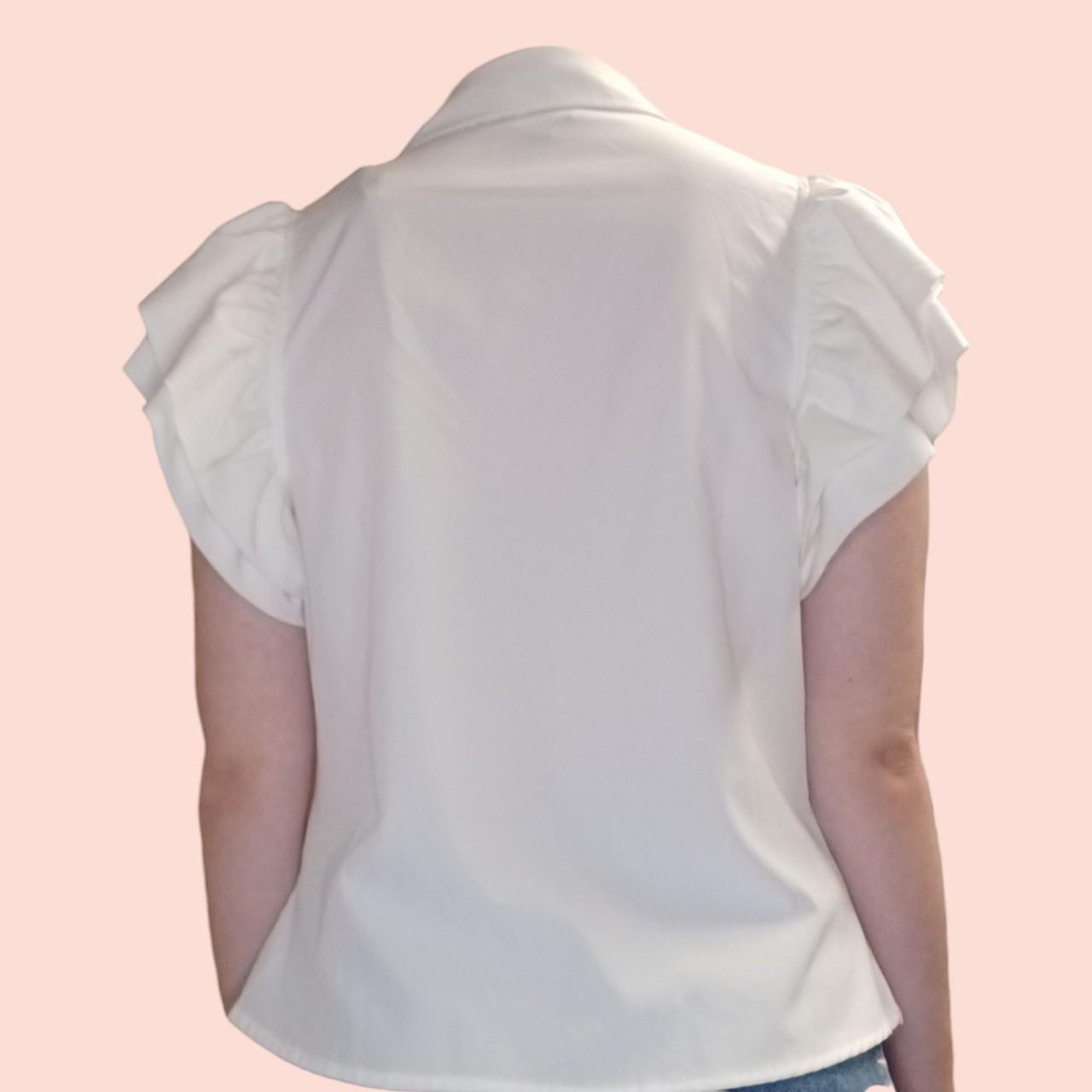 white collared blouse with tiered sleeves perfect... - Depop