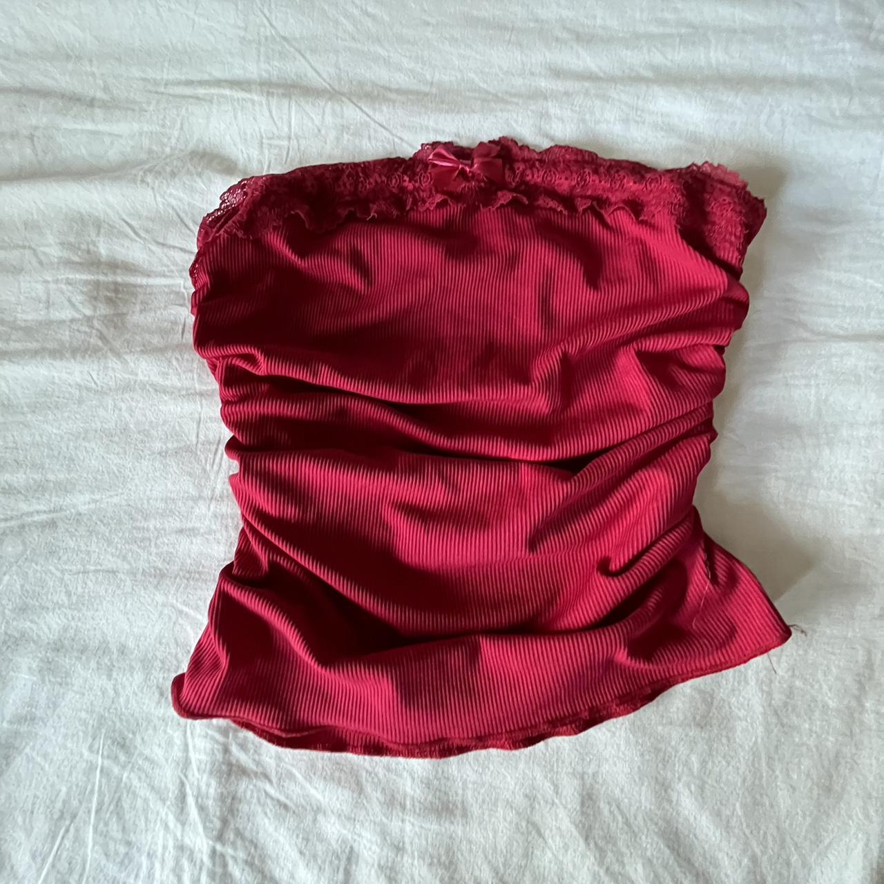 the cutest perfect y2k coquette red tube top! only... - Depop