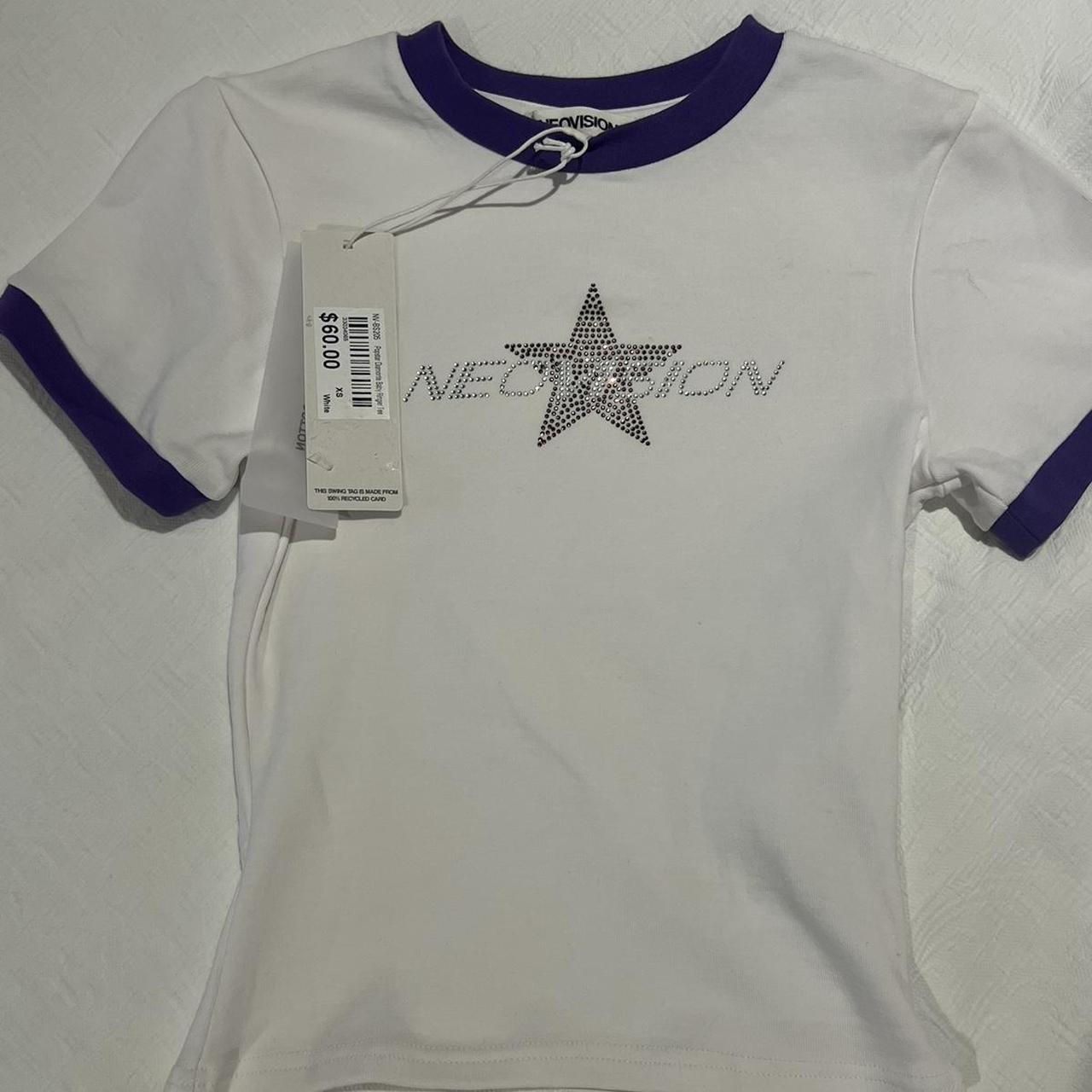 Neovision baby tee new with tags, slight mark on the... - Depop