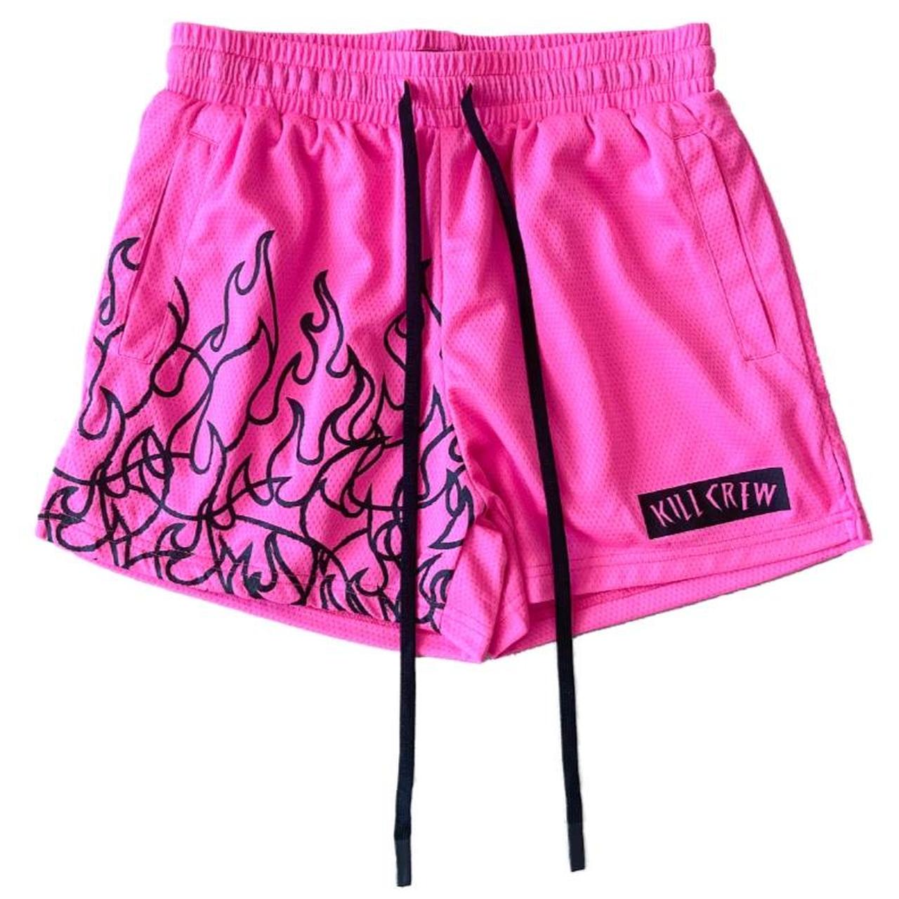 killcrew muay thai hot pink flame shorts in the mid... - Depop