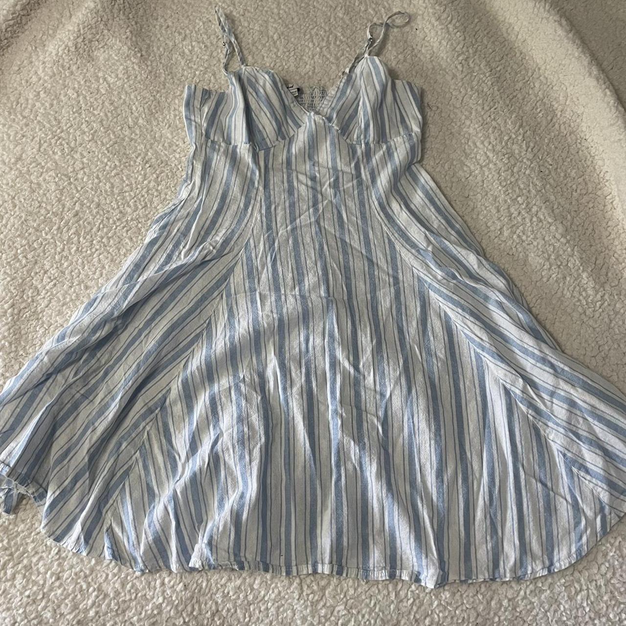 Subdued Women's Blue and White Dress | Depop
