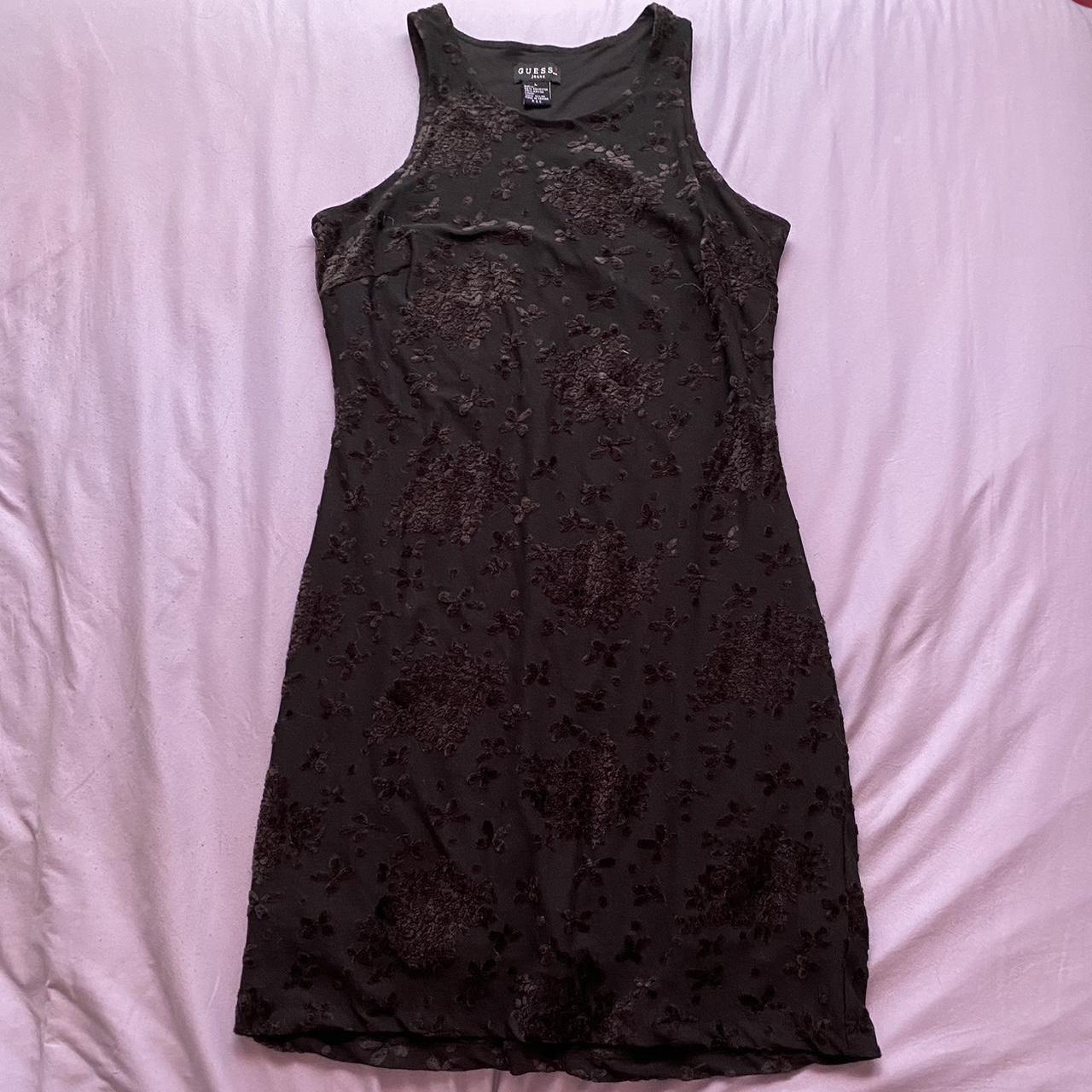 Black goth dress - Dress has a fuzzy floral... - Depop