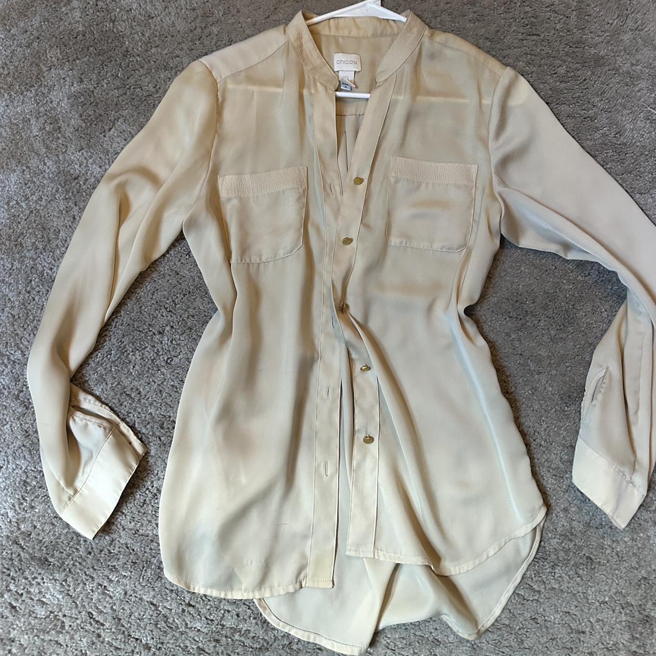 Tan button shirt - Depop