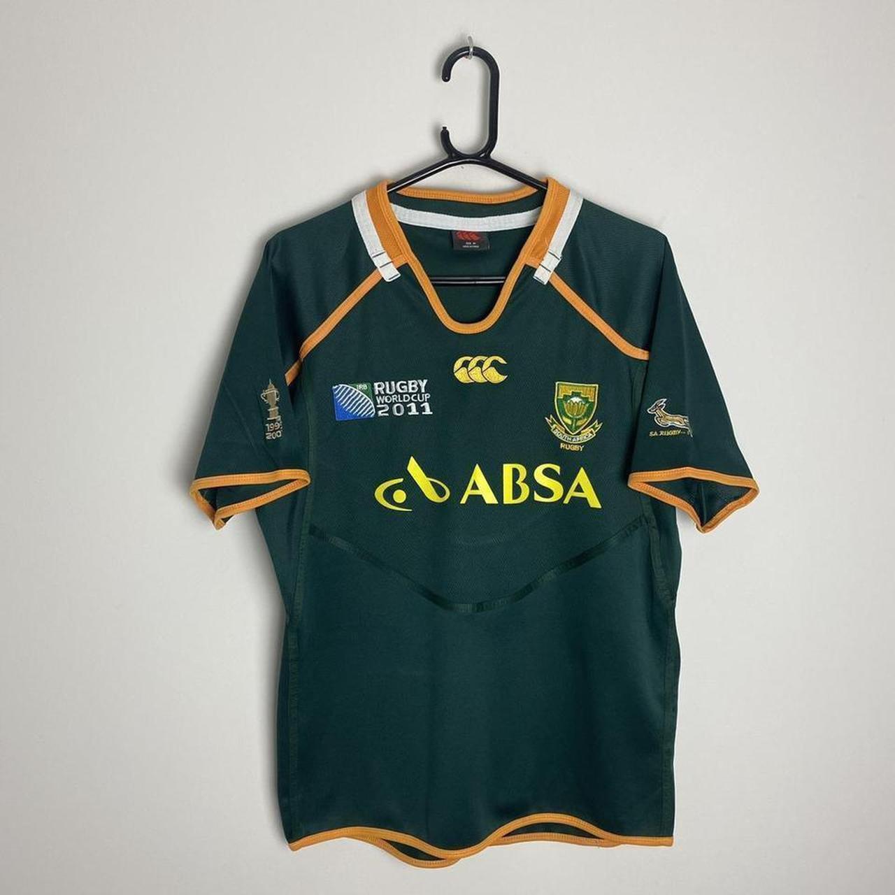 South Africa Rugby Shirt Jersey Pro-Fit Home World... - Depop