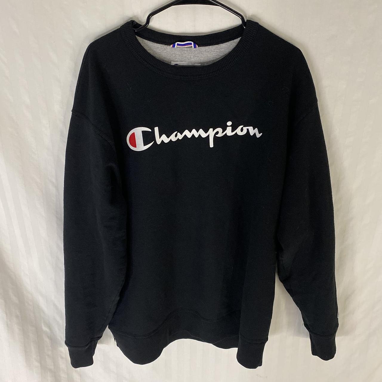 Black champion jumper/crew neck Size XL Authentic... - Depop