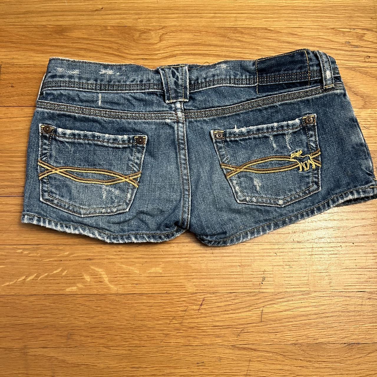 Vintage Super Low-rise Abercrombie Jean Shorts size:... - Depop