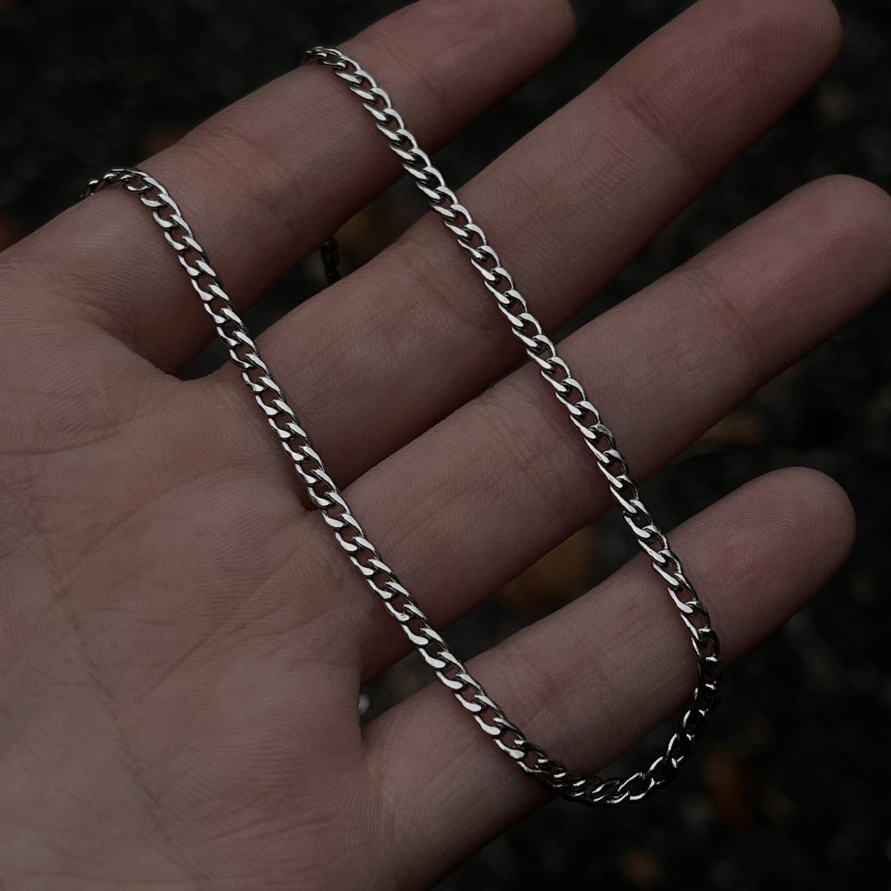SILVER FLAT CURB CHAIN NECKLACE • LAYERING CHAIN... | Depop
