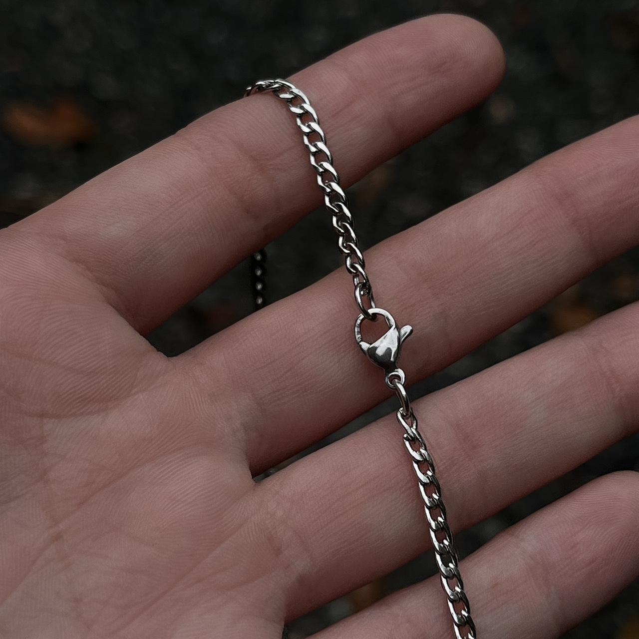 SILVER FLAT CURB CHAIN NECKLACE • LAYERING CHAIN... | Depop