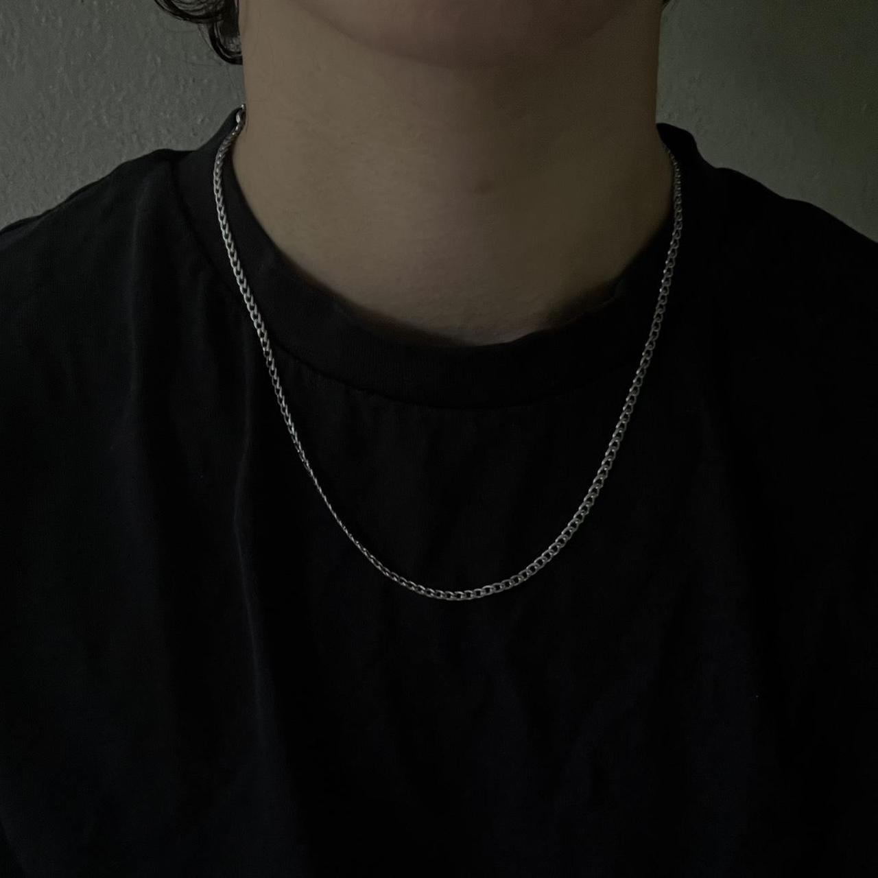 SILVER FLAT CURB CHAIN NECKLACE • LAYERING CHAIN... | Depop