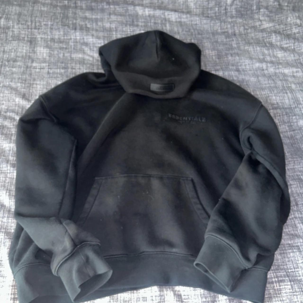 black essentials hoodie size M perfect... - Depop