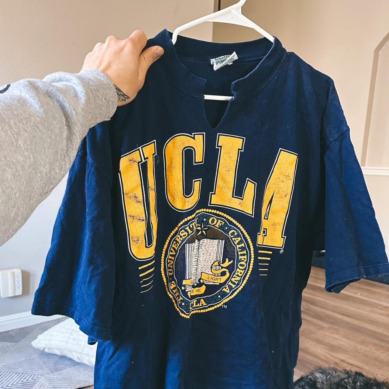 Custom V-Neck UCLA Tee 🐻💛💙 ~ XL ~ USA Made #ucla... - Depop